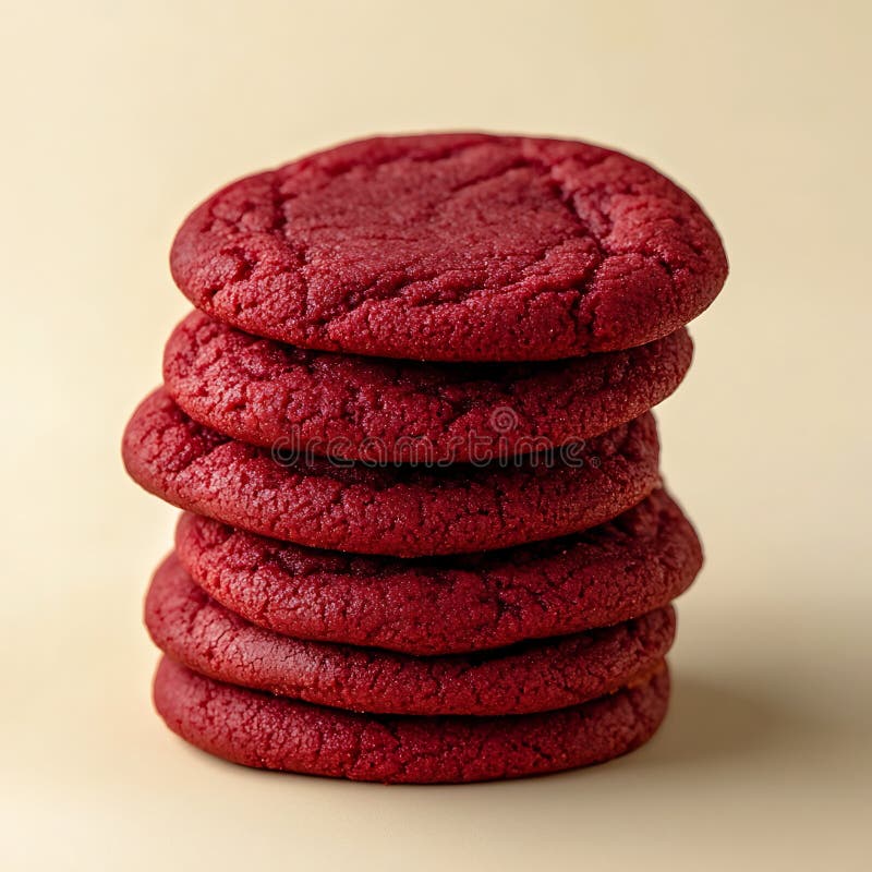 Stack of Red Velvet Cookies on Beige Background Stock Illustration ...