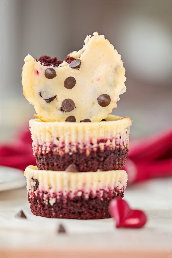 Stack of Red Velvet Mini Cheesecakes Stock Photo - Image of view, sugar ...