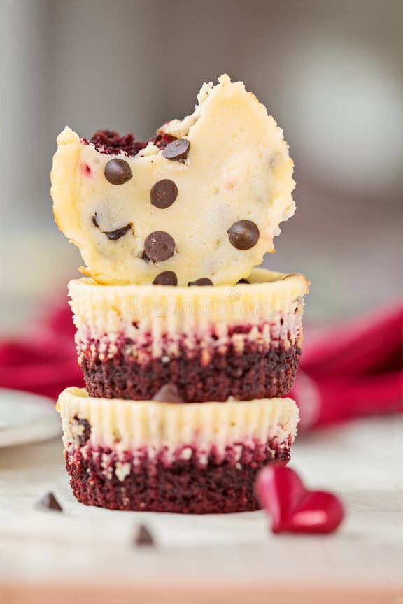 Stack of Red Velvet Mini Cheesecakes Stock Photo - Image of view, sugar ...