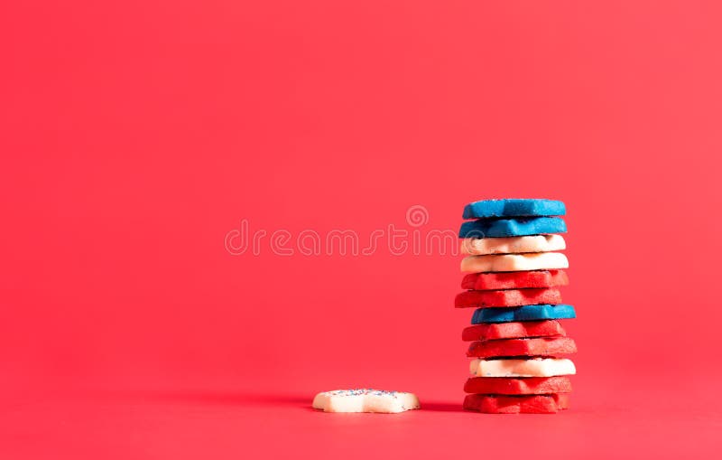 Stack of Red, White and Blue Cookies Stock Photo - Image of desserts ...