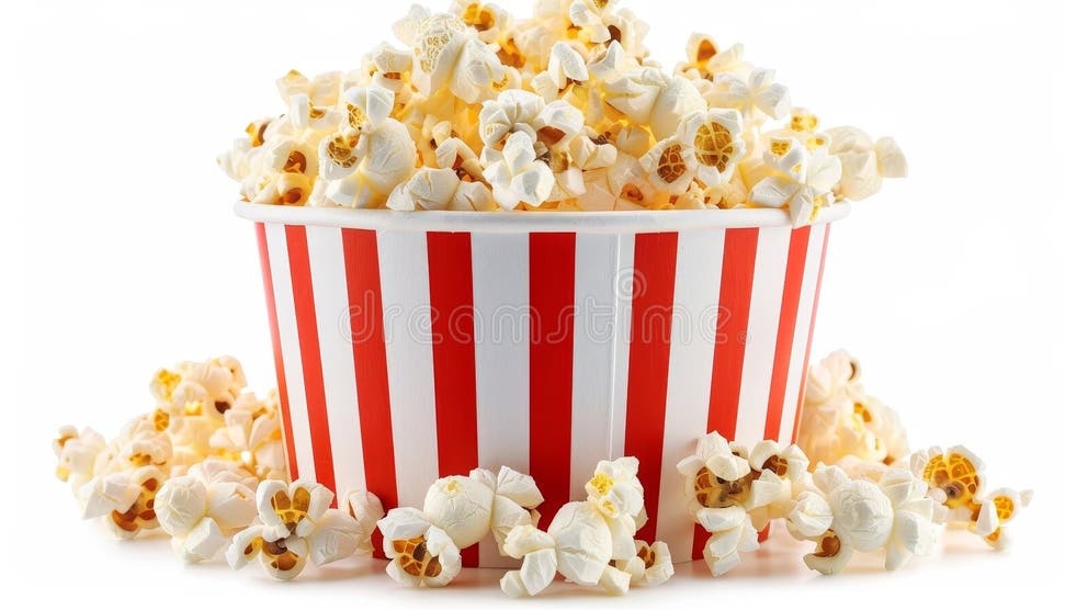 Stack of Red and White Popcorn Buckets Isolated on White Stock Photo - Image of delicious ...