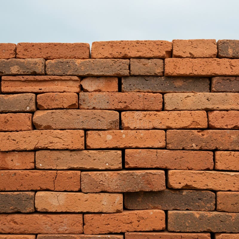 A Stack of Reddish-brown Bricks Arranged in a Staggered Pattern. the ...