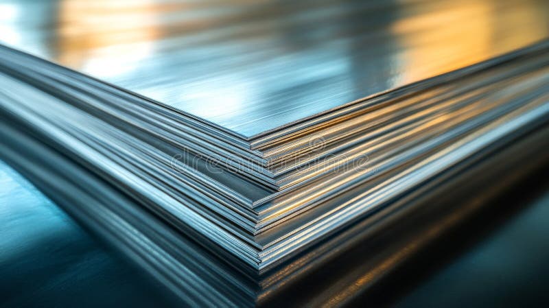 Stack of Reflective Silver Metal Sheets Stock Illustration ...