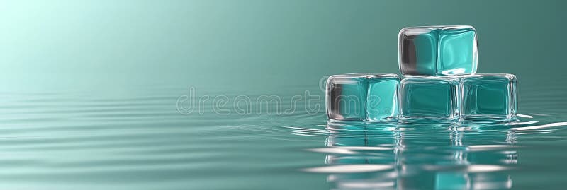 Stack of Refreshing Blue Ice Cubes on Calm Water a Study in Cool ...