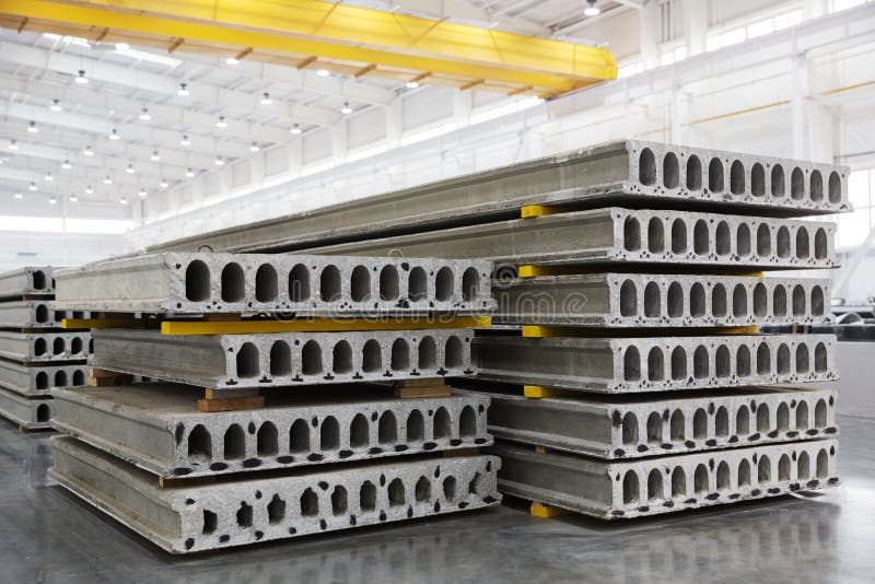 Stack of Reinforced Concrete Slabs in a Factory Workshop Stock Image ...