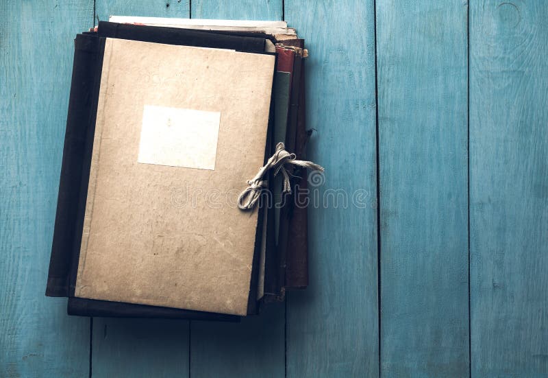 Set of Old Folders with Stack of Papers Stock Image - Image of messy ...