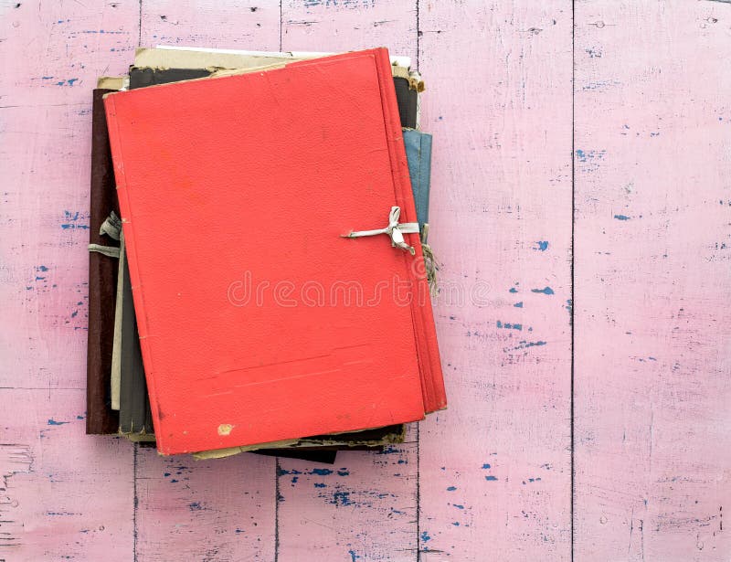 Set of Old Folders with Stack of Papers Stock Image - Image of antique ...