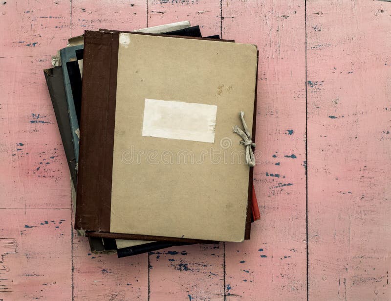 Set of Old Folders with Stack of Papers Stock Image - Image of antique ...