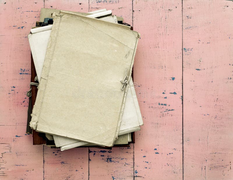 Set Of Old Folders With Stack Of Papers Stock Image - Image of messy ...