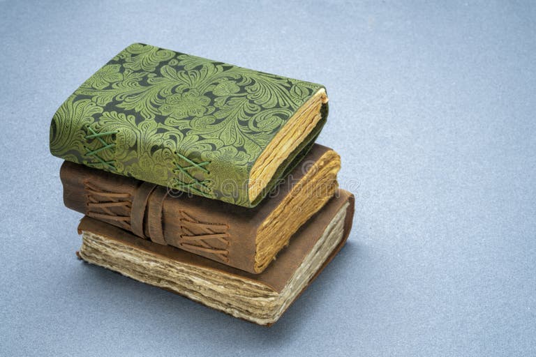 Stack of Retro Journals with Decked Edge Handmade Paper Pages Stock ...