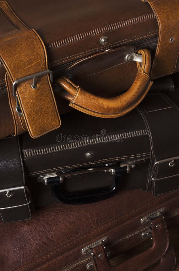 Stack of Retro Suitcases.Texture of Vintage Luggage Stock Image - Image ...