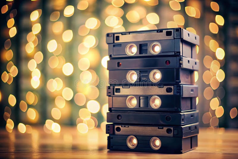 A Stack of Retro VHS Tapes Evoking the 80s Home Video Experience with ...