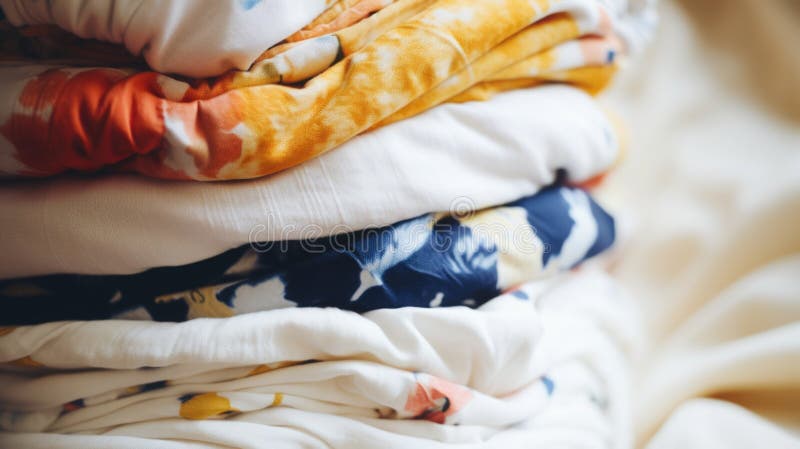 A Stack of Reusable Cloth Diapers with Colorful Patterns, Ready for a ...