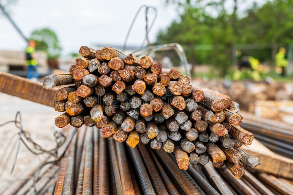 Stack of Ribbed Steel Bars for Concrete Structure, Ceiling or ...