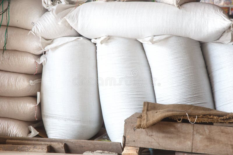 Stack of rice bags stock photo. Image of sack, sacks - 41736760