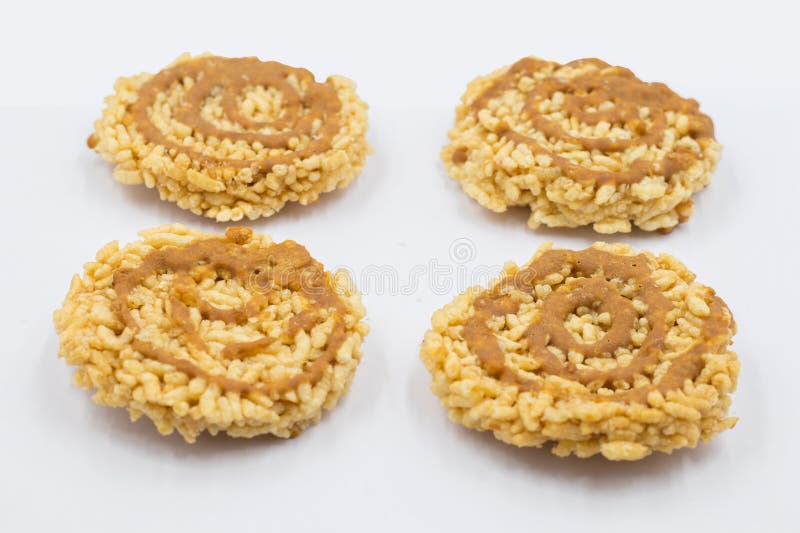 Stack of Rice Cracker, Rice Cracker with Coconut Palm Sugar Stock Photo ...