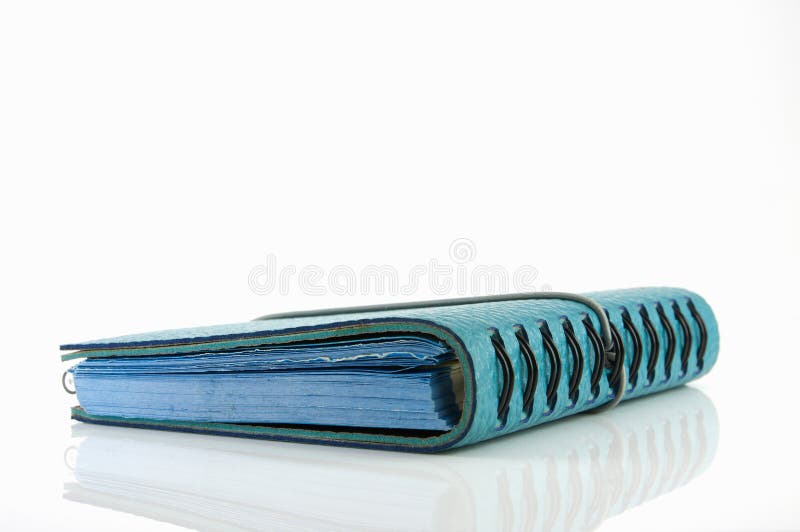 Stack of Ring Binder Blue Leather Notebook Stock Image - Image of ...