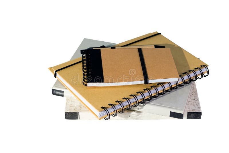 Stack of Ring Binder Book or Brown Notebook Isolated on White ...