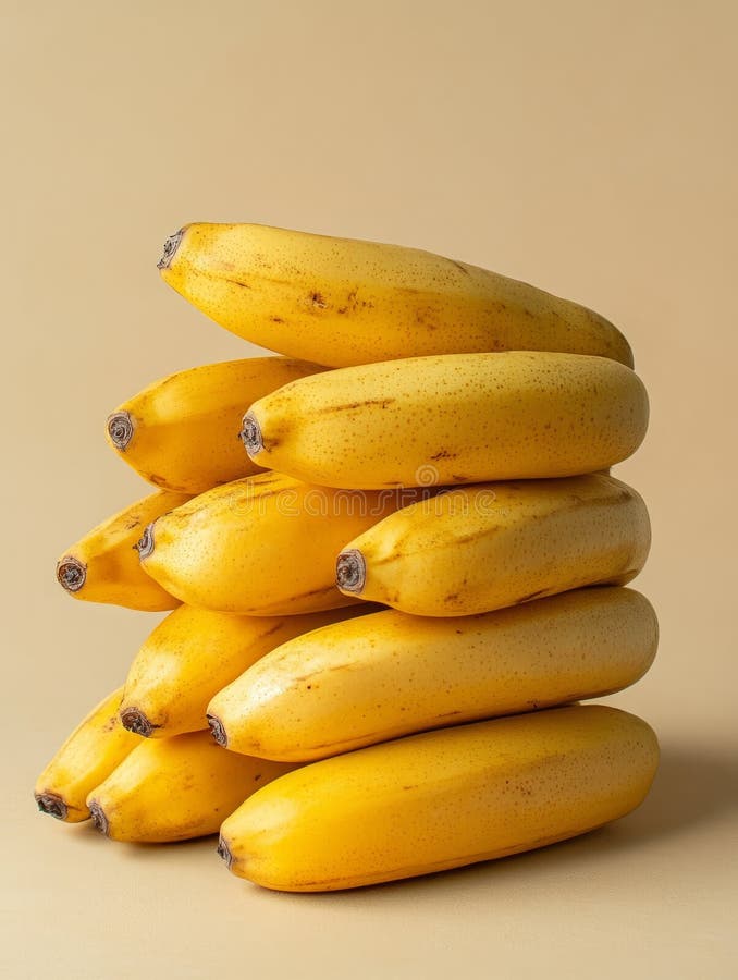 Stack of Ripe Bananas on a Beige Background. Stock Photo - Image of ...