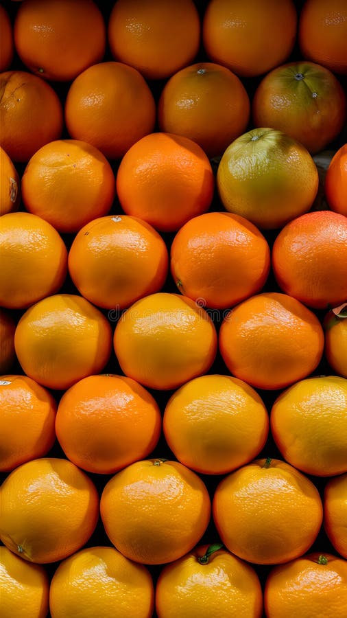 Stack of Ripe Oranges, Fresh Fruit Market Display Photo Stock ...