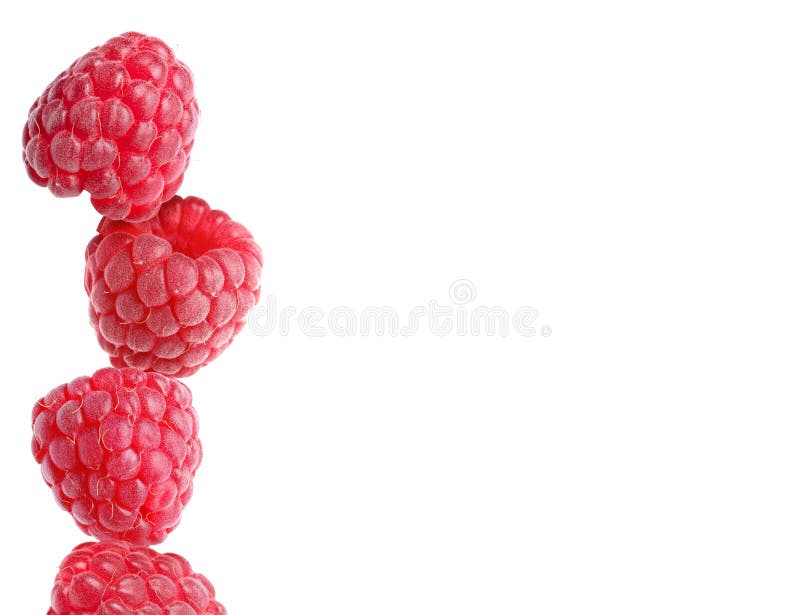 Stack of Ripe Raspberries on White Background Stock Photo - Image of ...