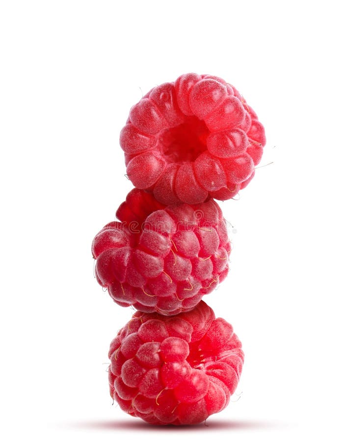 Stack of Ripe Raspberries on White Background Stock Photo - Image of ...