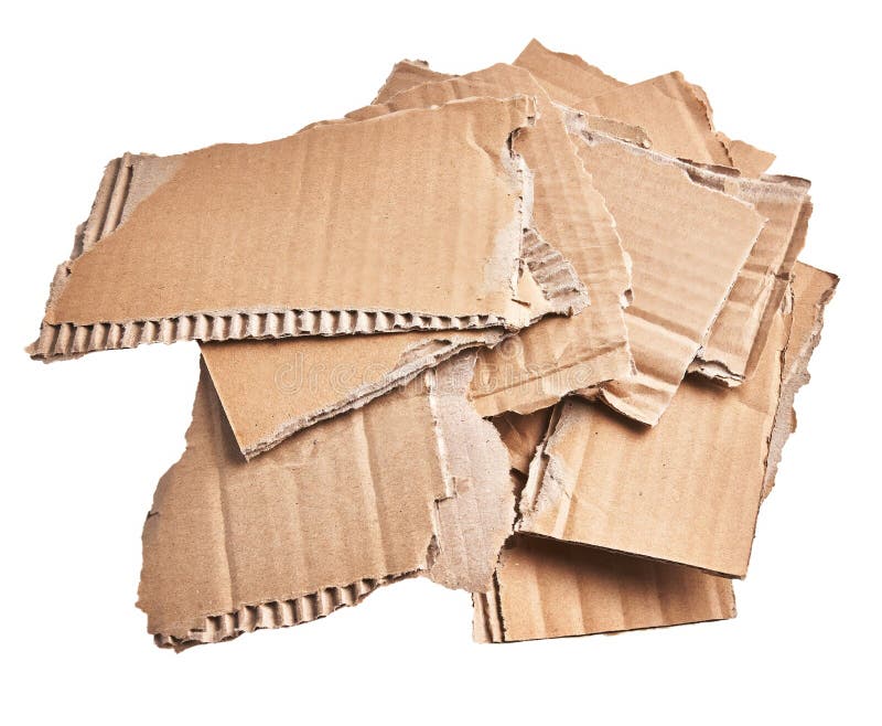 Stack of Ripped Pieces of Cardboard Material Over Isolated White ...