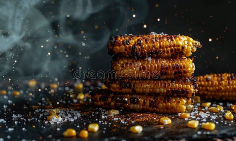 A Stack of Roasted Corn on the Cob Stock Image - Image of fresh, baked ...