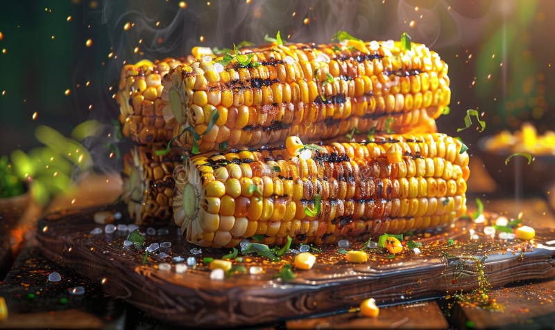 A Stack of Roasted Corn on the Cob Stock Image - Image of meal, organic ...