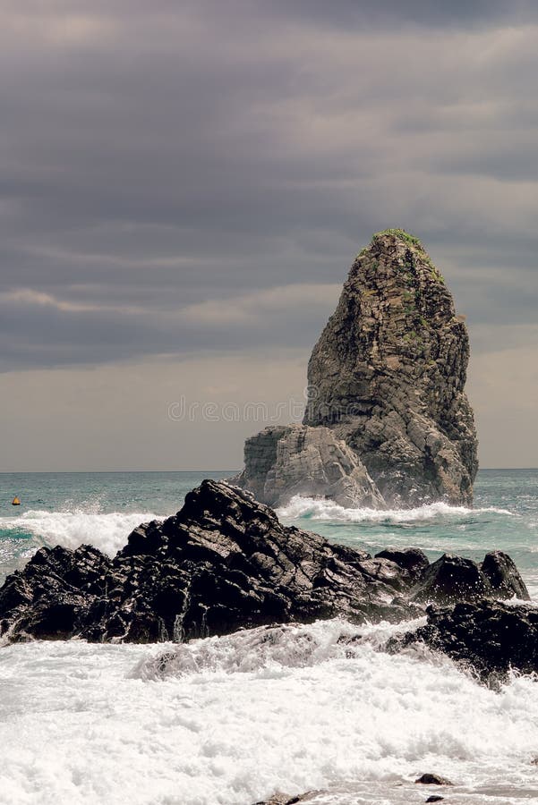 Stack Rock of a Cliff Near Catania in Sicily Stock Photo - Image of ...