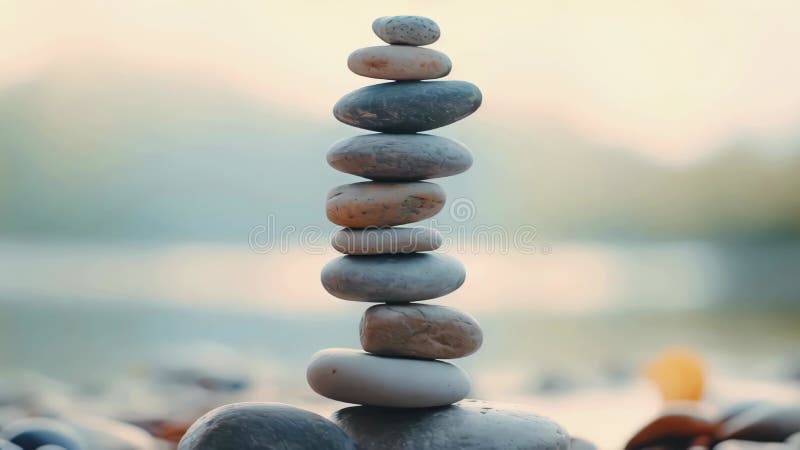 A Stack of Rocks is Arranged in a Pyramid Shape Stock Video - Video of ...