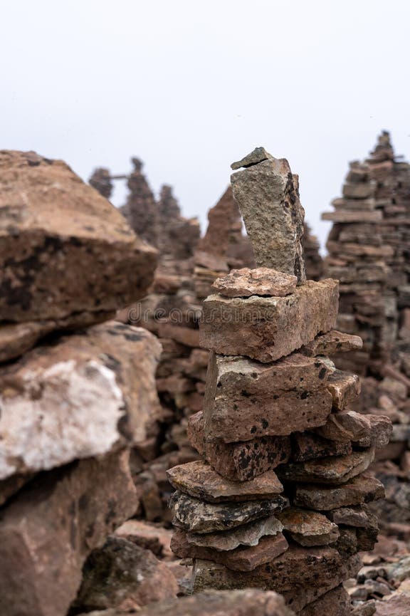 Stack of Rocks Atop a Rocky Climb Stock Image - Image of serenity ...