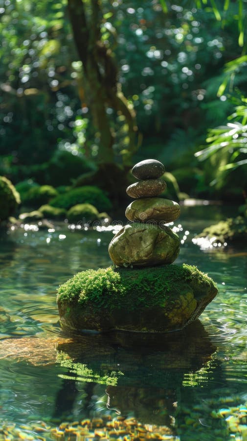 A Stack of Rocks is Balanced on Top of Each Other in a Forest Stock ...