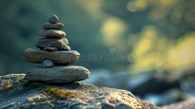 Stack of Rocks Balancing on Top of Rock Stock Illustration ...