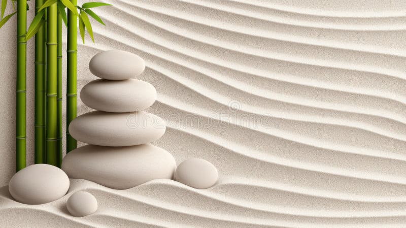 A Stack of Rocks and Bamboo in a Sand Dune, AI Stock Photo - Image of ...