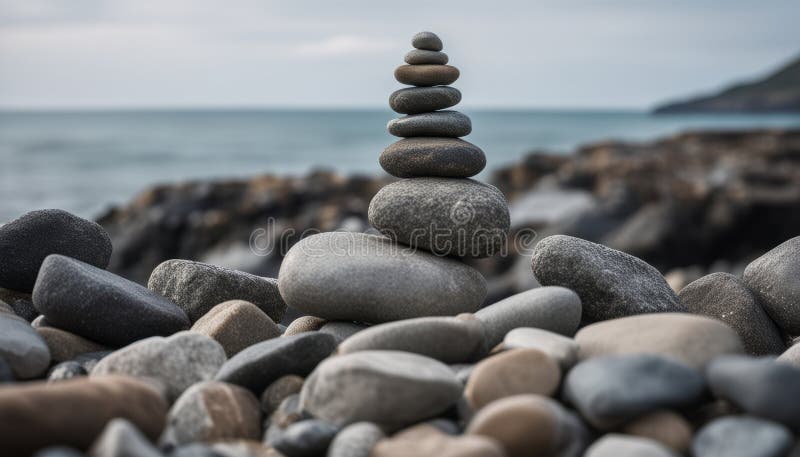 A Stack of Rocks on the Beach Stock Illustration - Illustration of ...