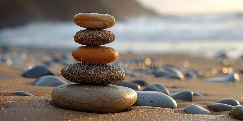 A Stack of Rocks on a Beach Stock Image - Image of rocks, harmony ...