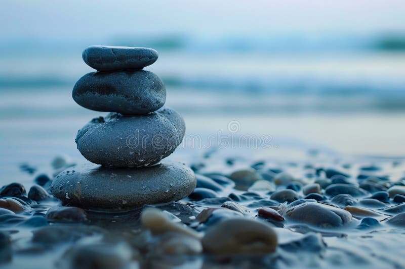 A Stack of Rocks on the Beach Stock Photo - Image of beach, building ...