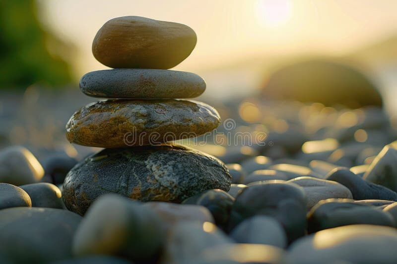 A Stack of Rocks on a Beach Stock Image - Image of simplicity, outdoors ...