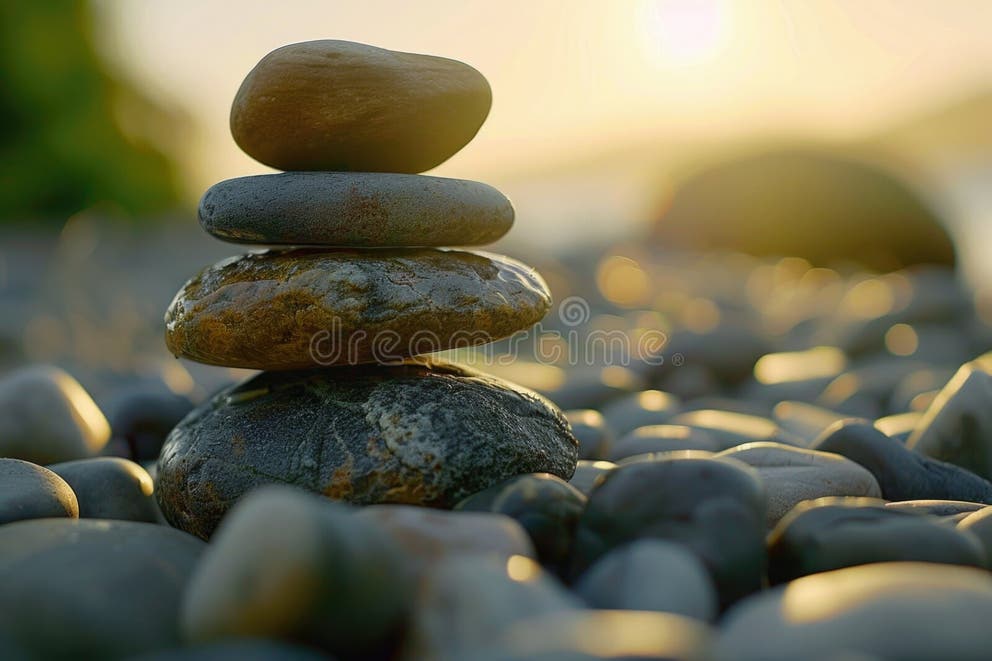 A Stack of Rocks on a Beach Stock Image - Image of simplicity, outdoors ...