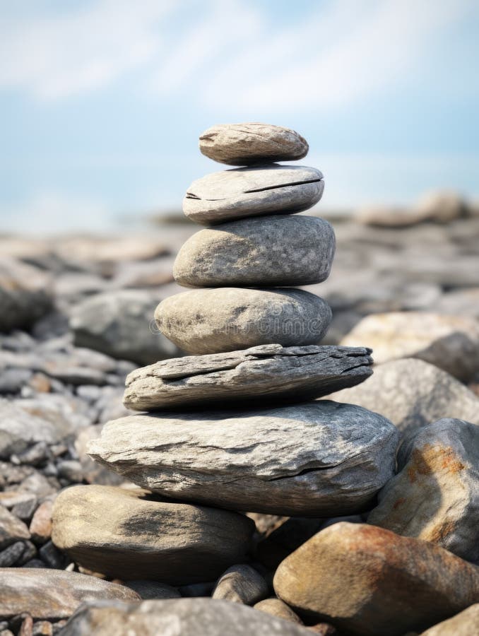 A Stack of Rocks on a Beach Stock Image - Image of concept, summer ...