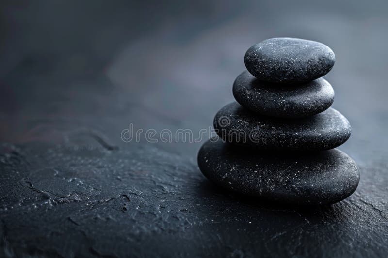 A Stack of Rocks on a Black Surface with One Rock in the Middle, AI ...
