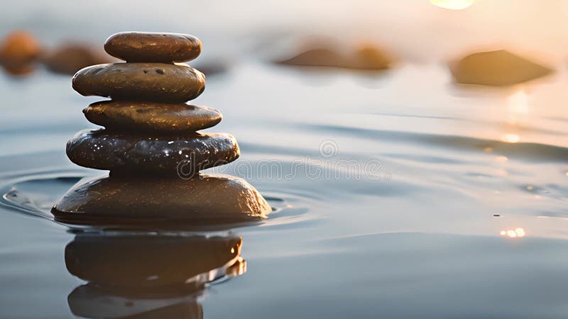 Stack of Rocks on Body of Water Stock Footage - Video of landscape ...
