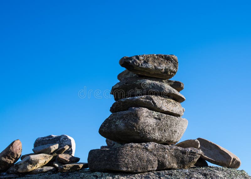 Stack of Rocks on a Boulder with Smaller Rocks To the Side Stock Photo ...