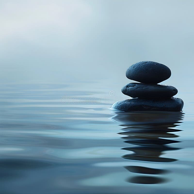 A Stack of Rocks is Floating on the Surface of a Body of Water ...