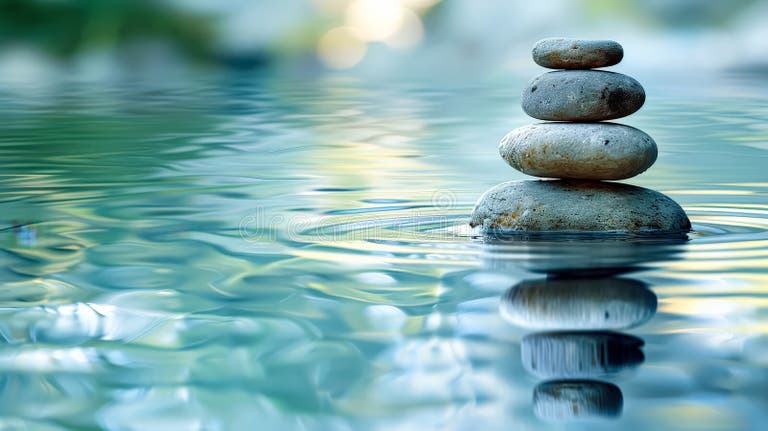 Stack of Rocks is Floating on the Surface of a Body of Water Stock ...