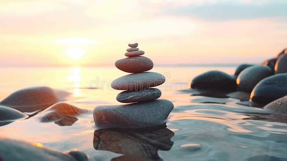 Stack of Rocks is Floating on Surface of Body of Water Stock Image ...