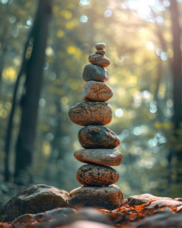 Stack of Rocks on Forest Floor Stock Illustration - Illustration of ...