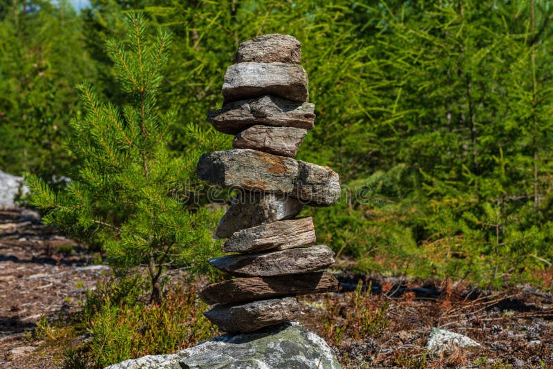 Stack of Rocks in a Forest Looking Like the Face of a Man Stock Image ...