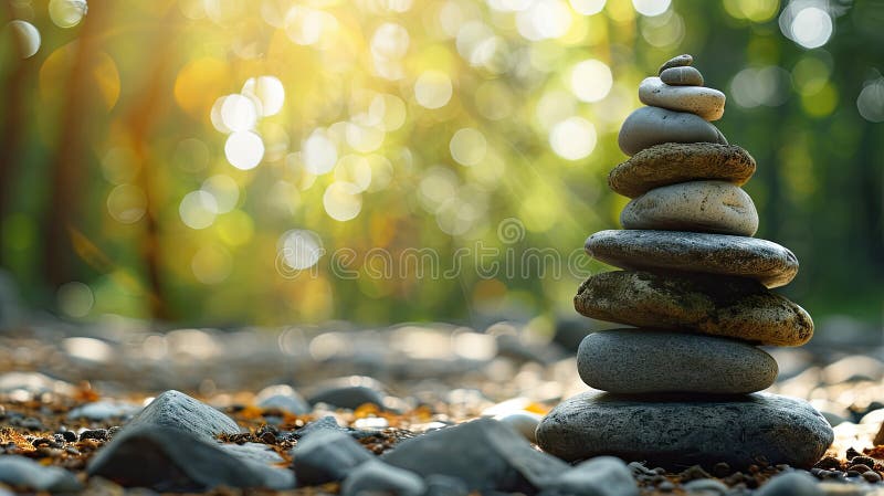 Stack of Rocks in Forest stock illustration. Illustration of growth ...